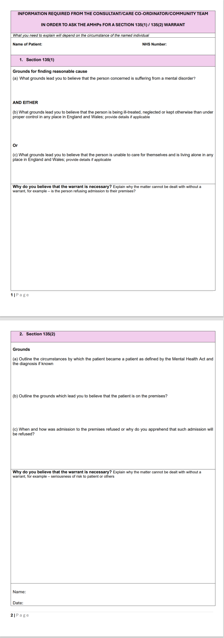 Section 135 Mental Health Act (1983) policy – Rotherham Doncaster and ...